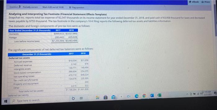 Analyzing and Interpreting Tax Footnote (Financial | Chegg.com
