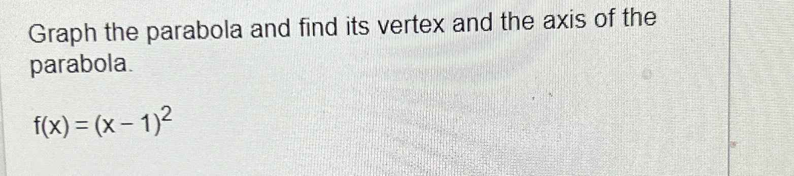 Solved Graph the parabola and find its vertex and the axis | Chegg.com