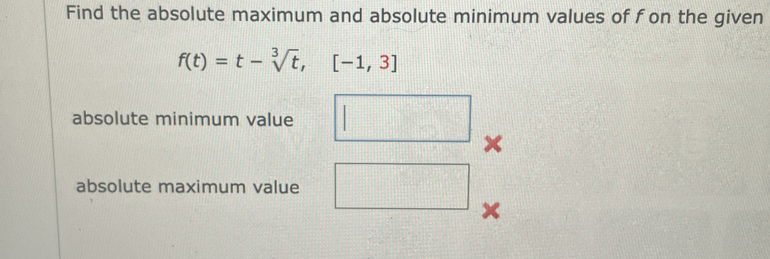 Solved Find the absolute maximum and absolute minimum values | Chegg.com