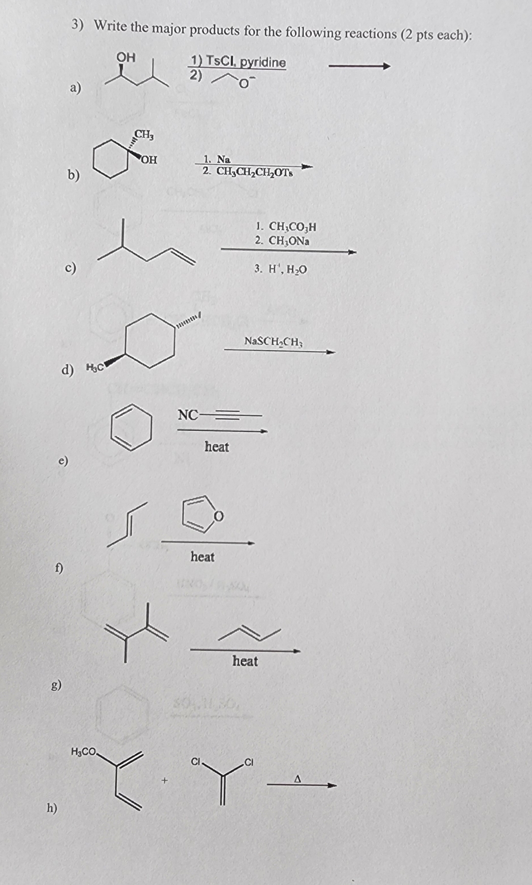 Solved Write the major products for the following reactions | Chegg.com