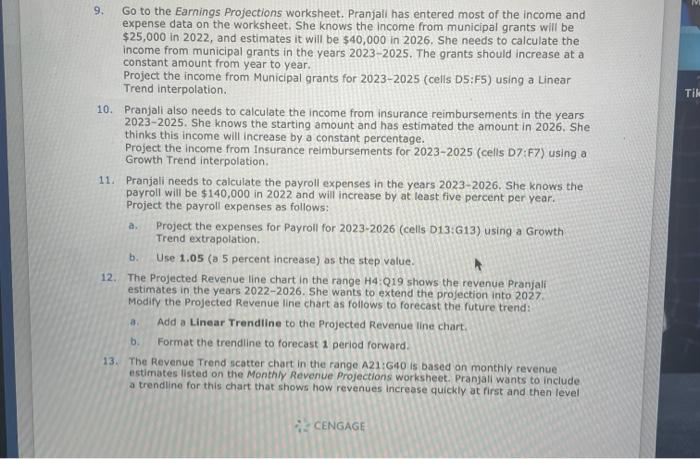 Solved 9. Go to the Earnings Projections worksheet. Pranjali | Chegg.com