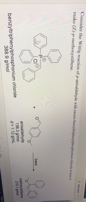 Solved Consider the Wittig reaction of p-anisaldehyde with | Chegg.com
