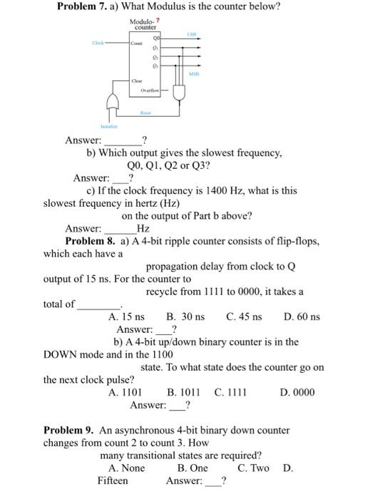 Solved Problem 7. a) What Modulus is the counter below? | Chegg.com