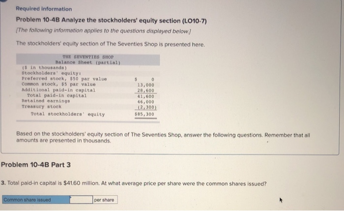 Solved Required information Problem 10-2B Record equity | Chegg.com