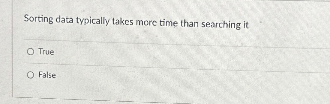 Solved Sorting data typically takes more time than searching | Chegg.com