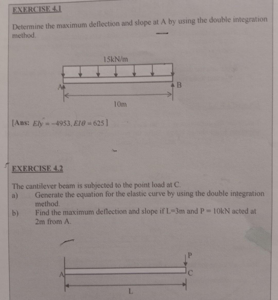 Solved Determine the maximum deflection and slope at A by | Chegg.com