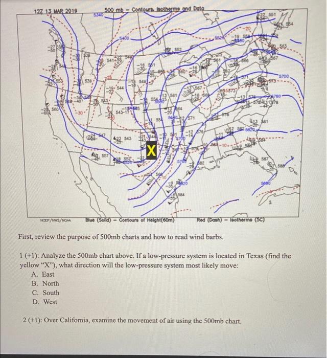 Solved First, review the purpose of 500mb charts and how to | Chegg.com