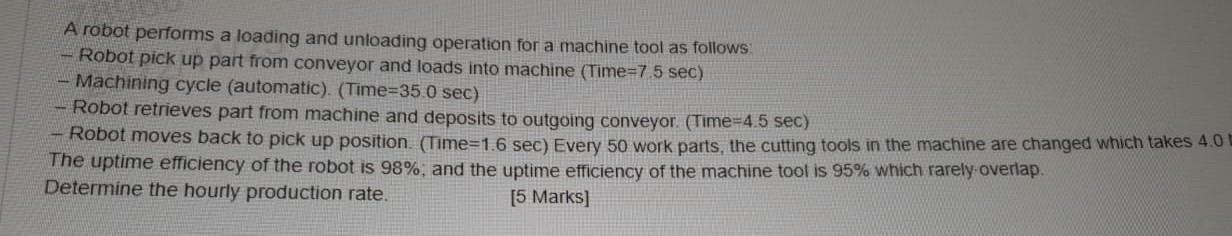Solved A robot performs a loading and unloading operation | Chegg.com