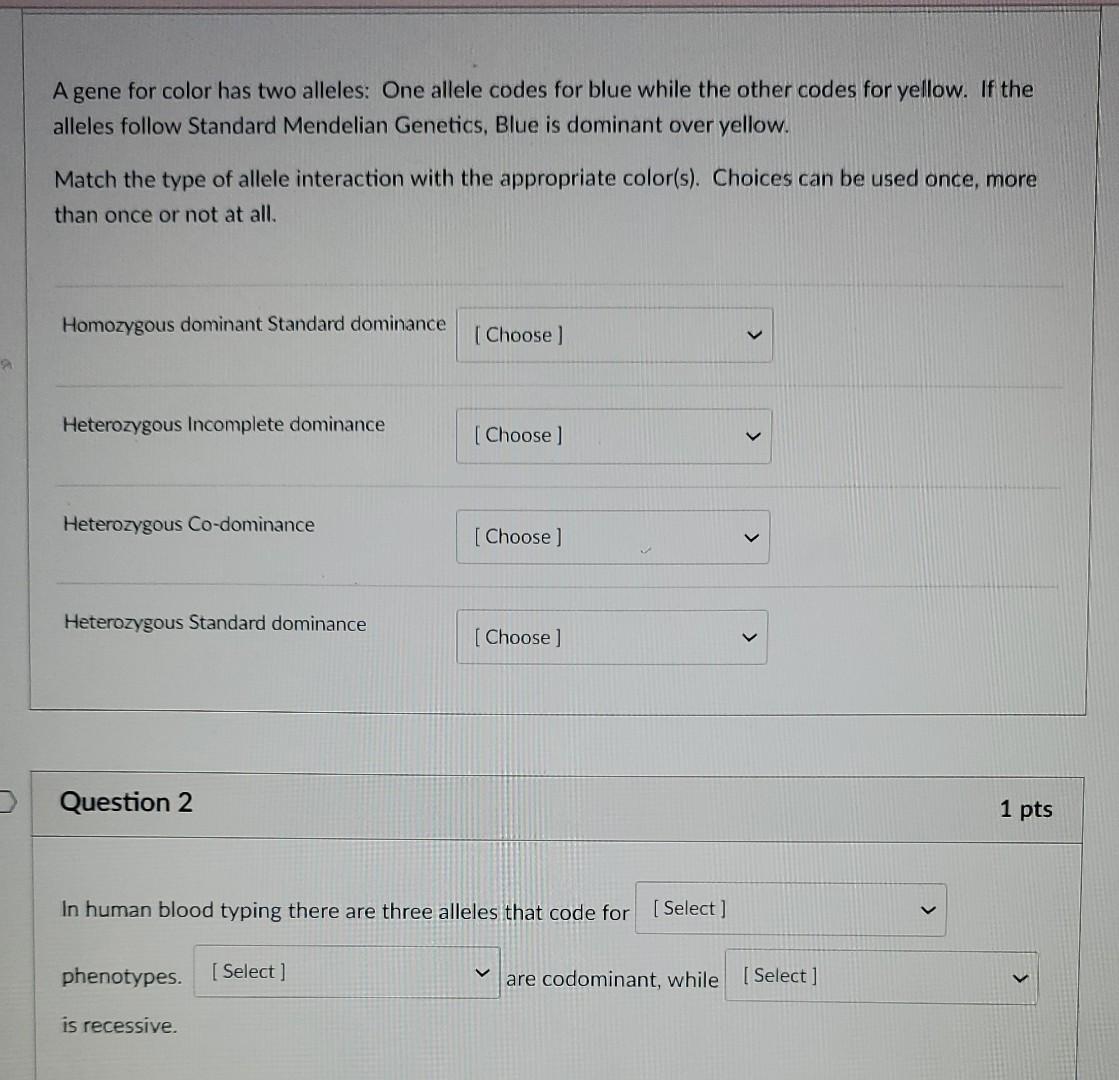 Solved A gene for color has two alleles: One allele codes | Chegg.com
