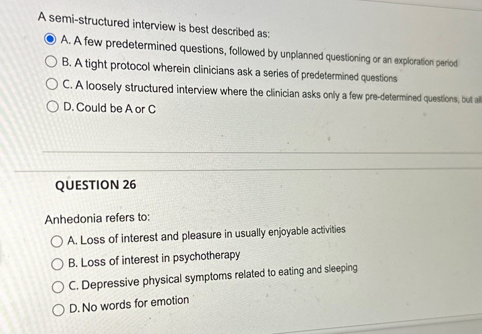 Solved A semi-structured interview is best described as:A. | Chegg.com