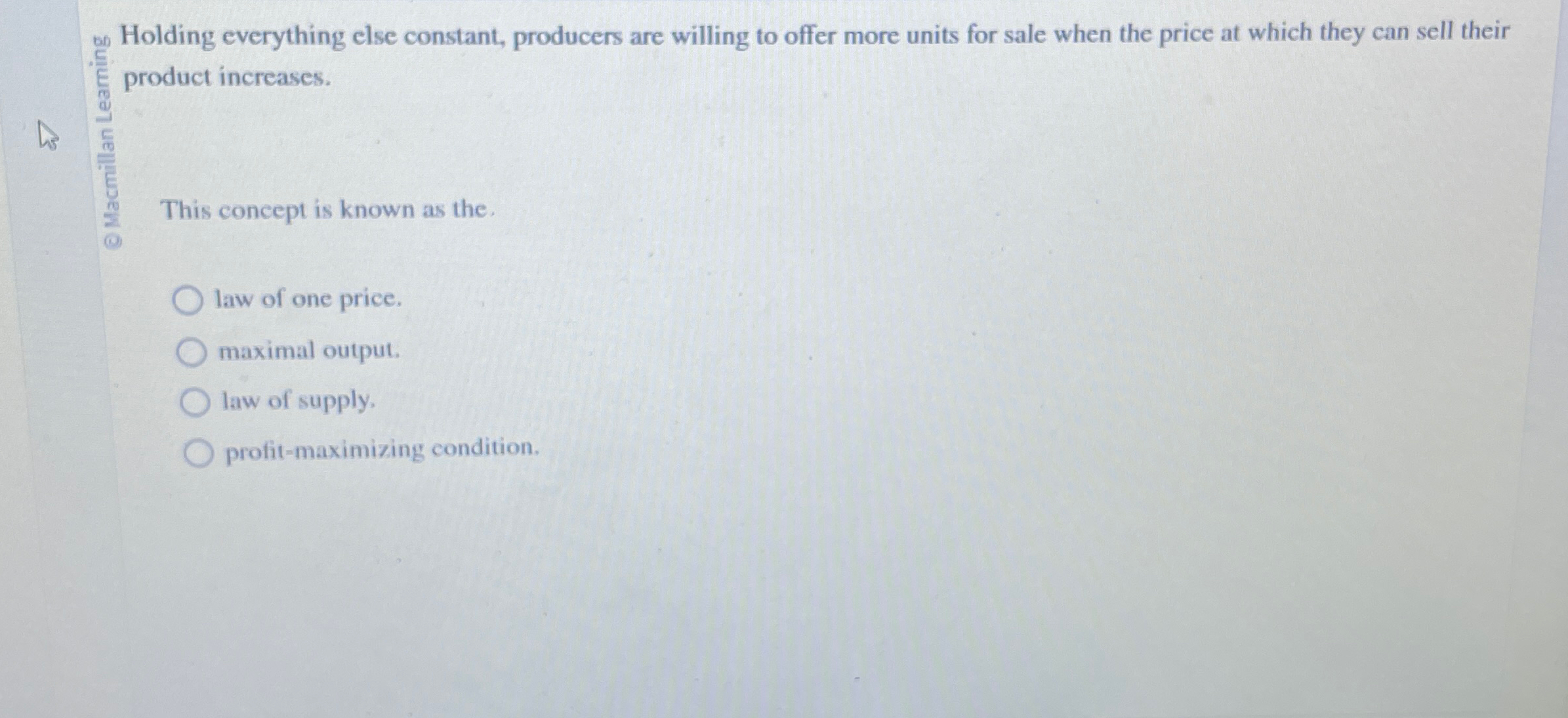 Solved bo Holding everything else constant, producers are | Chegg.com