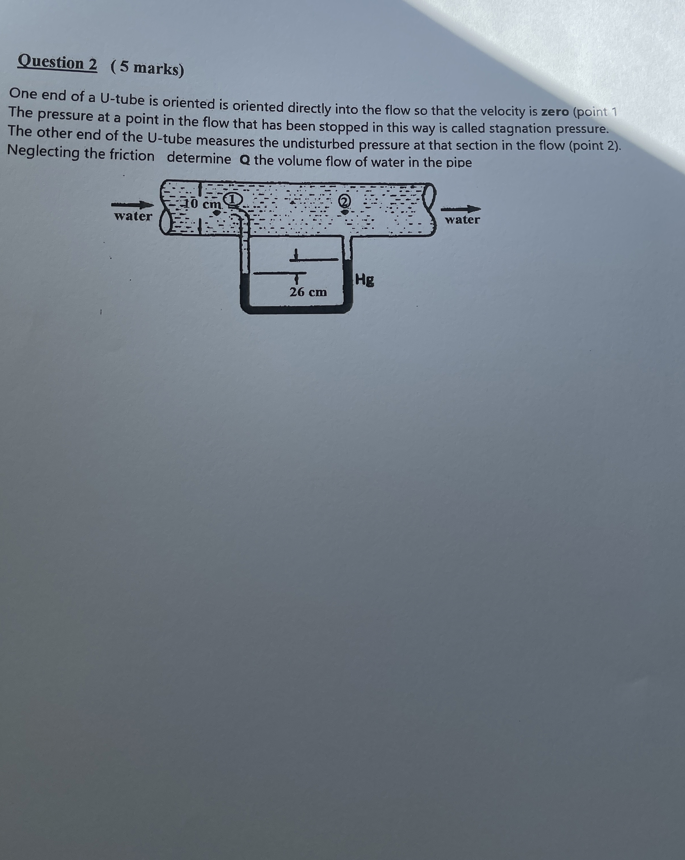 Solved Question 2 ( 5 ﻿marks)One end of a U-tube is oriented | Chegg.com