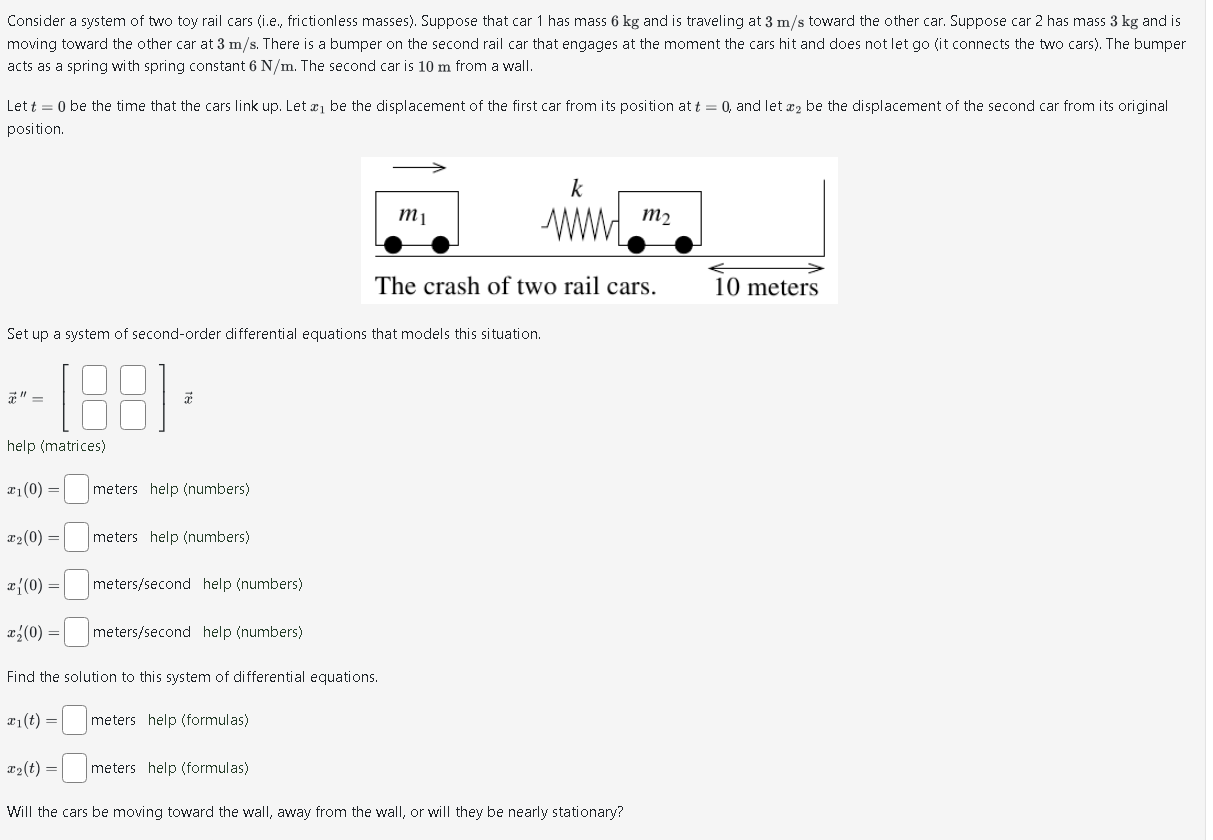 Solved Consider a system of two toy rail cars (i.e., | Chegg.com