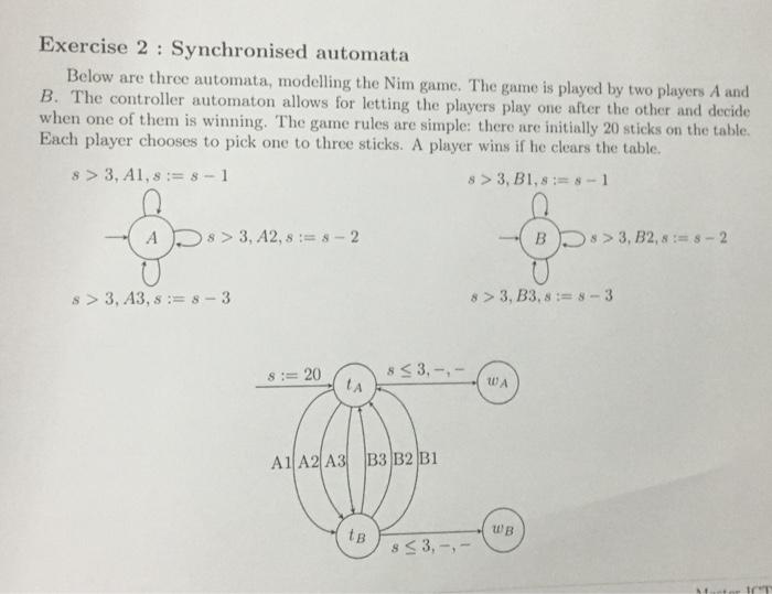 Solved Exercise 2 : Synchronised automata Below are three | Chegg.com