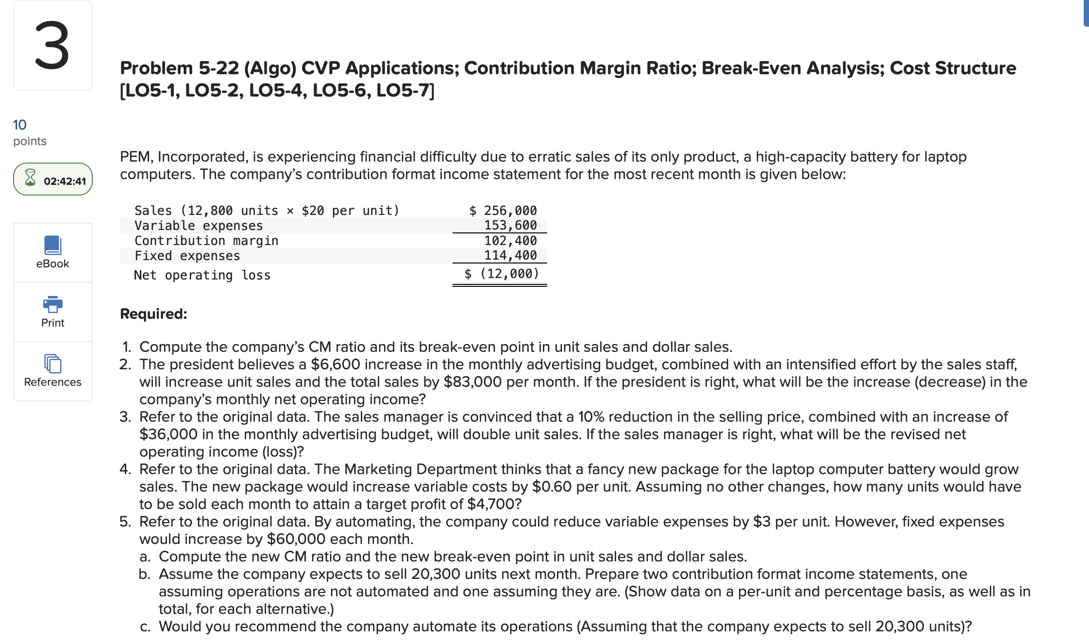 Solved Problem 5-22 (Algo) ﻿CVP Applications; Contribution | Chegg.com