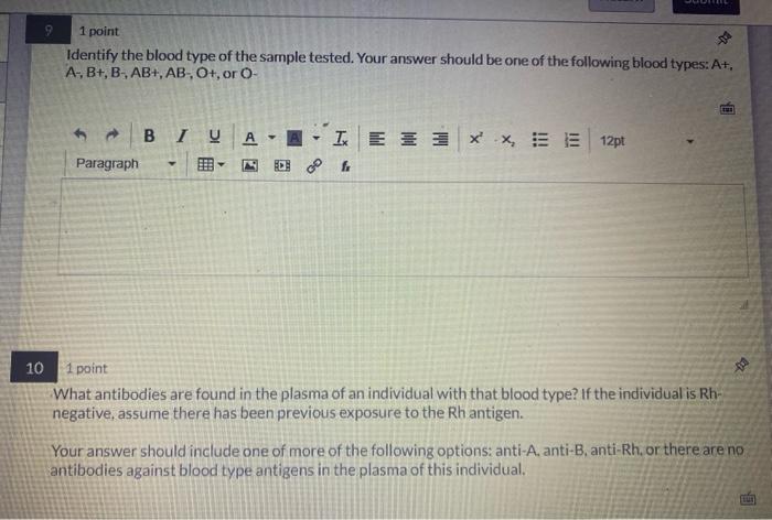 Solved 1 point The next 5 questions all related to the blood | Chegg.com