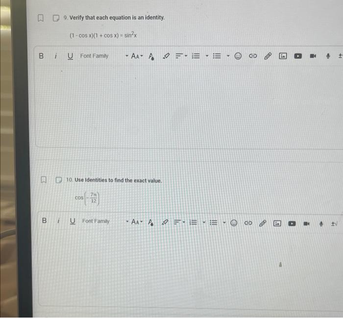 Solved 9. Verify that each equation is an identity. | Chegg.com