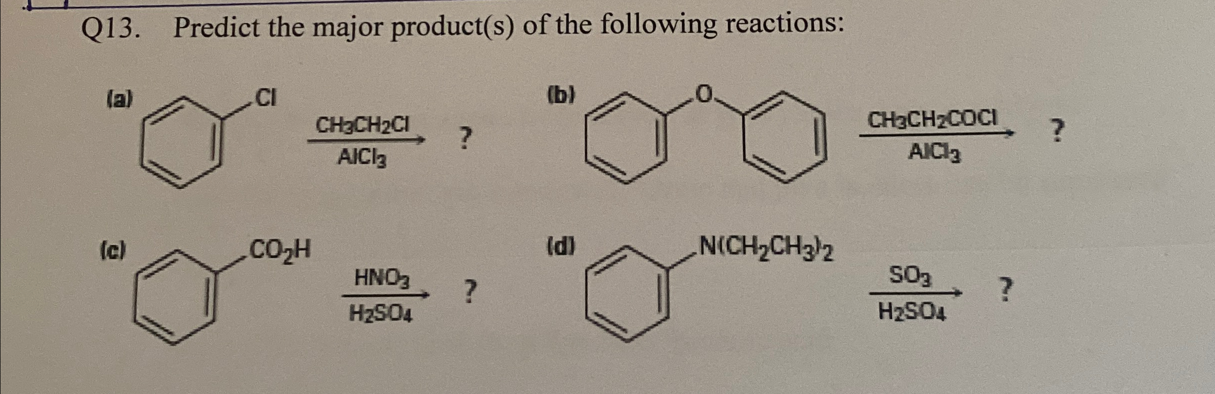 Solved Q13. Predict the major product(s) of the following | Chegg.com Solved Q13. Predict the major product(s) of the following | Chegg.com