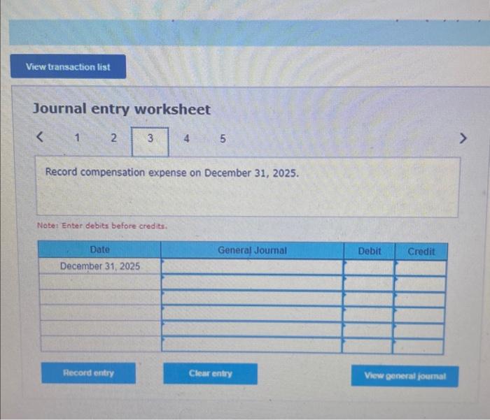 Solved Journal entry worksheet 45 Record the award of RSUS | Chegg.com