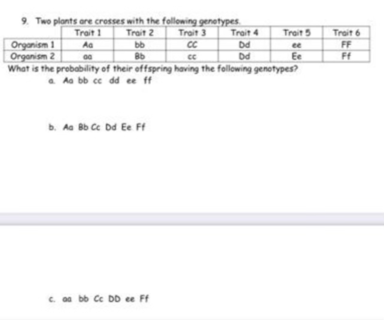 Solved Two plonts are crosses with the following | Chegg.com