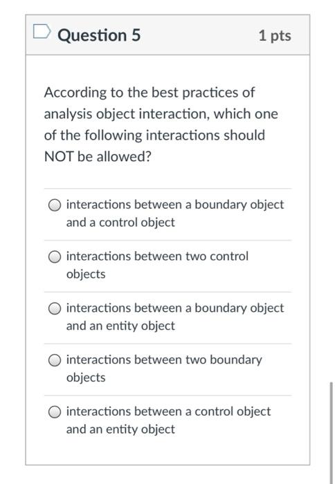 Solved Question 5 1 pts According to the best practices of | Chegg.com