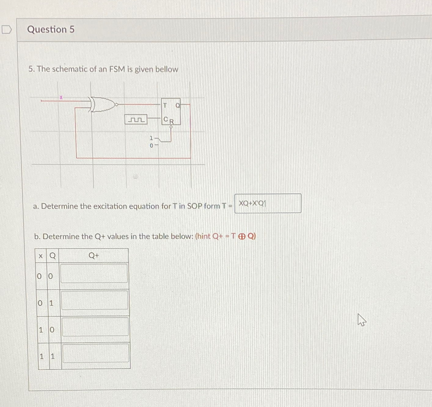 Solved Question 55. ﻿The schematic of an FSM is given | Chegg.com