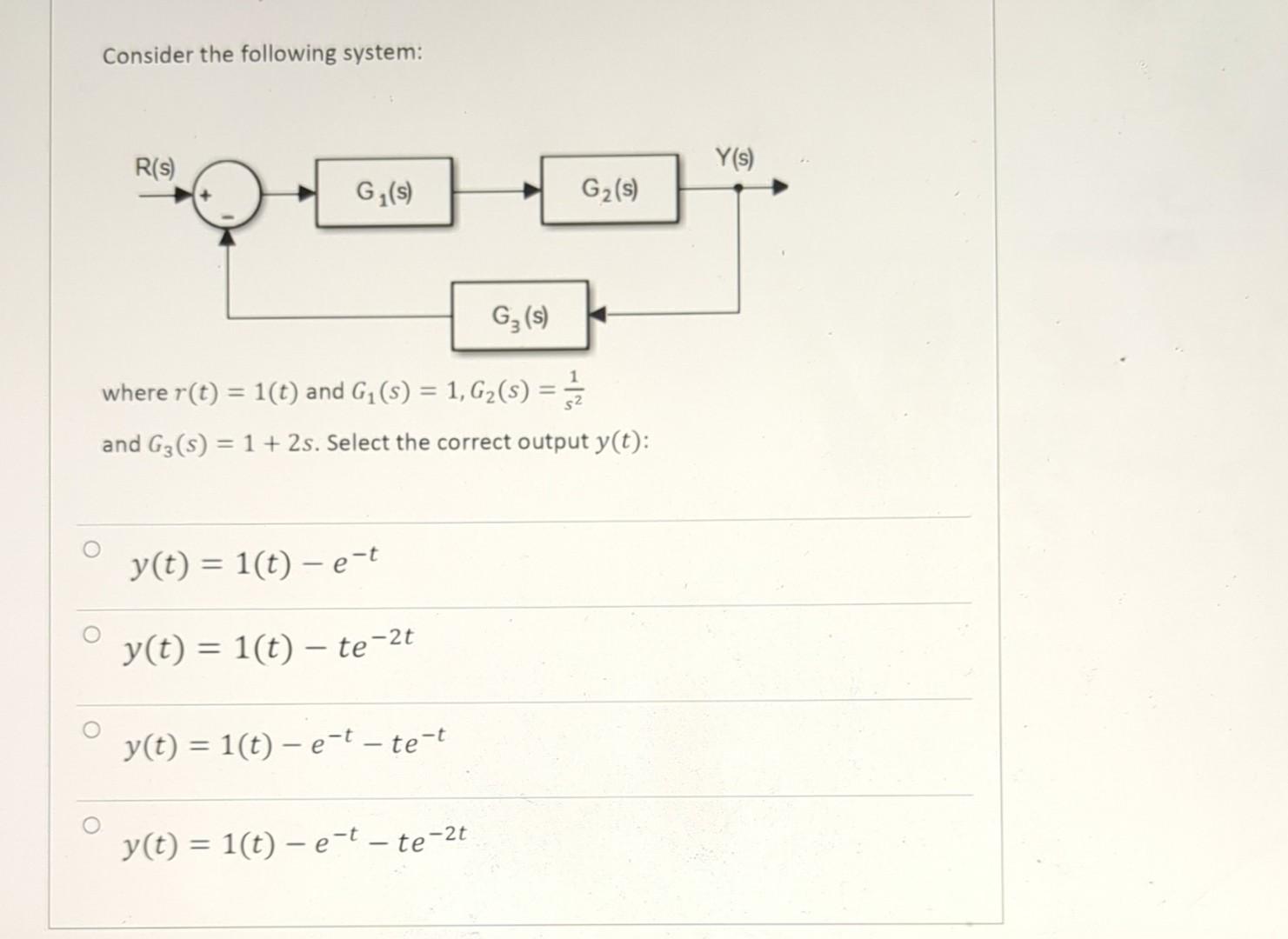 Solved Select the correct transfer function Y(s)/R(s) of the | Chegg.com