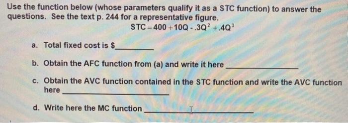 Solved Use the function below (whose parameters qualify it | Chegg.com
