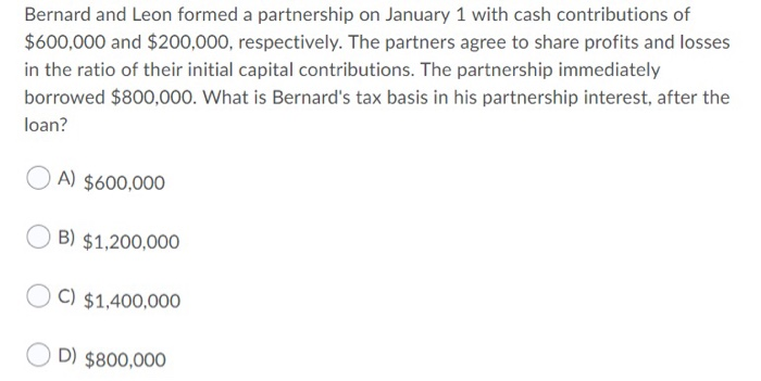 Solved Bernard and Leon formed a partnership on January 1 | Chegg.com
