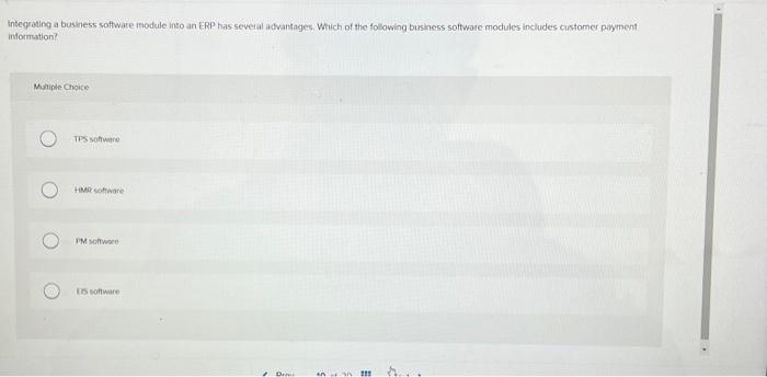 Solved Integrating a business software module into an ERP | Chegg.com