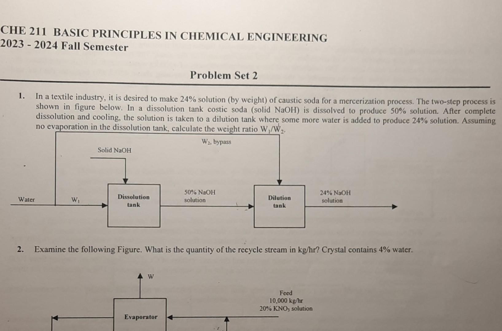 CHE 211 BASIC PRINCIPLES IN CHEMICAL ENGINEERING 2023 | Chegg.com
