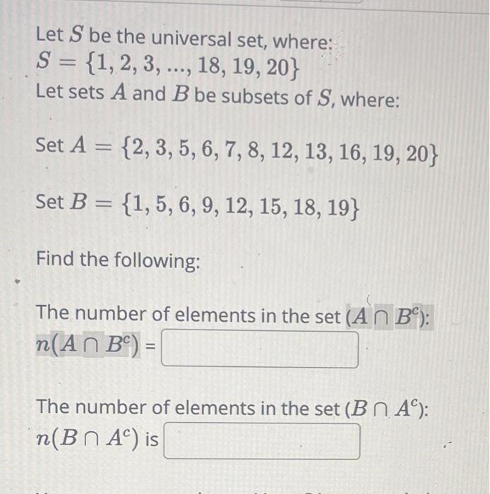 Solved Let S be the universal set, where: S = {1, 2, 3, ..., | Chegg.com
