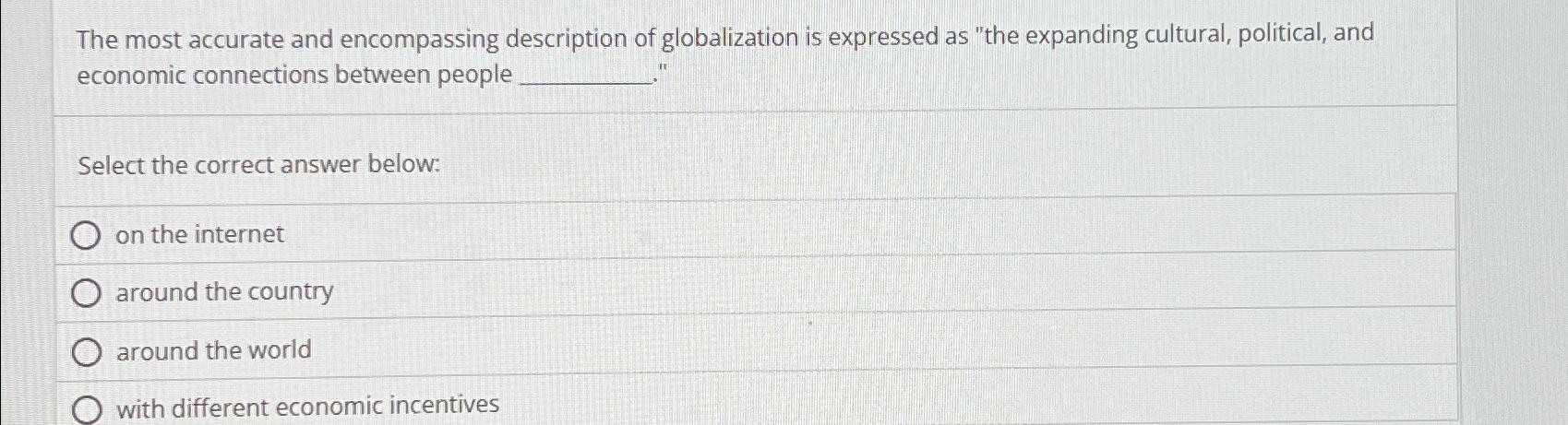 Solved The most accurate and encompassing description of | Chegg.com