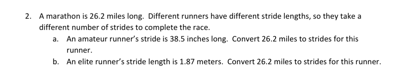 Solved A marathon is 26.2 ﻿miles long. Different runners | Chegg.com