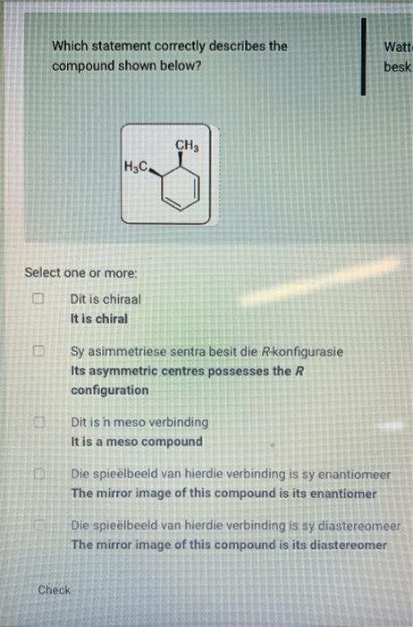 Solved which statement correctly describes the compound | Chegg.com