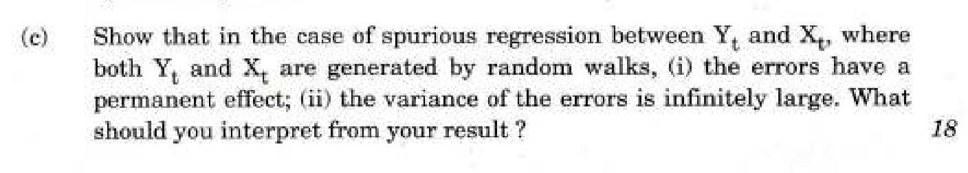 Solved Show that in the case of spurious regression between | Chegg.com
