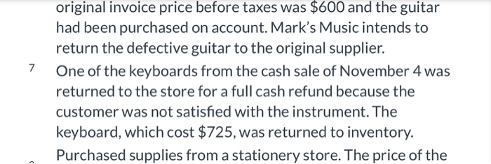 Solved Mark's Music is a store that buys and sells musical | Chegg.com