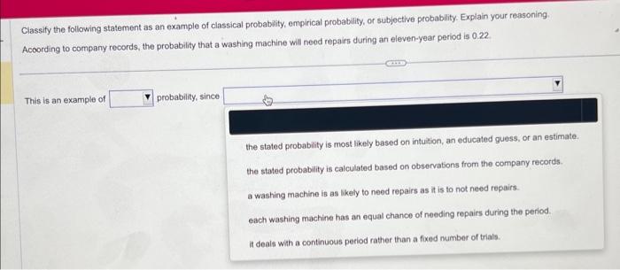 Solved Classify the following statement as an example of | Chegg.com