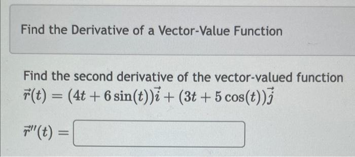 Solved Find the Derivative of a Vector-Value Function Find | Chegg.com