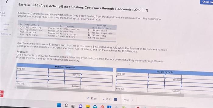Exercise 9.48 (Algo) Activity-Based Costing: Cost | Chegg.com