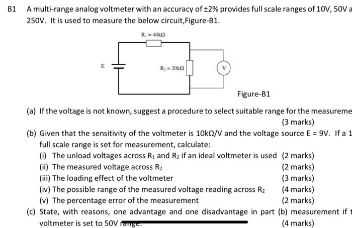 Solved B1 A multi-range analog voltmeter with an accuracy of | Chegg.com