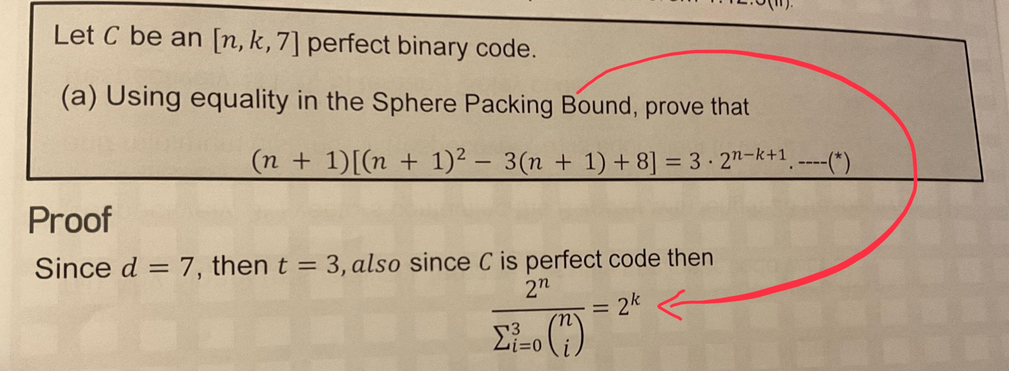 Solved Let C ﻿be an n,k,7 ﻿perfect binary code.(a) ﻿Using | Chegg.com