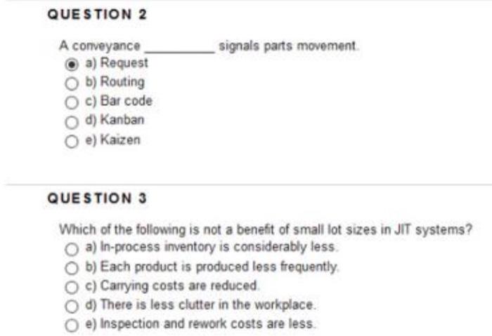 Solved A conveyance signals parts movement. a) Request b) | Chegg.com