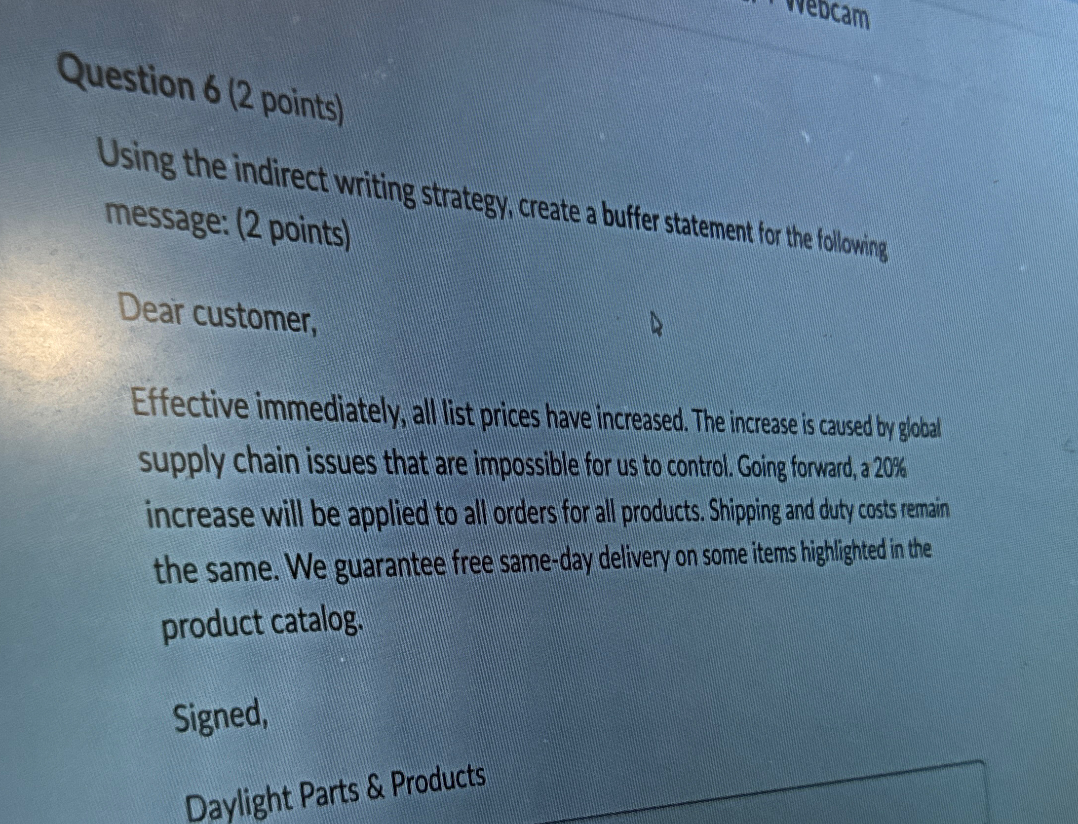 Solved Question 6 (2 ﻿points)Using the indirect writing | Chegg.com