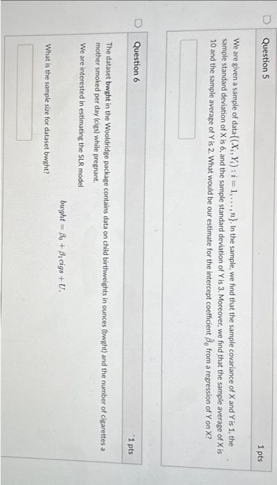 Solved We are given a sample of data {(Xi,Yi):i=1,…,n}. In | Chegg.com