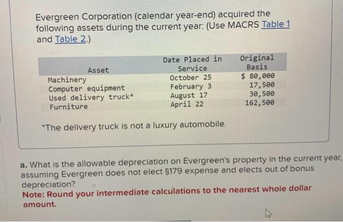 Evergreen Corporation (calendar year-end) acquired | Chegg.com