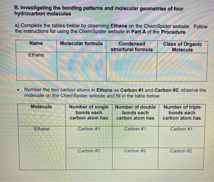 Solved B. Investigating the bonding patterns and molecular | Chegg.com