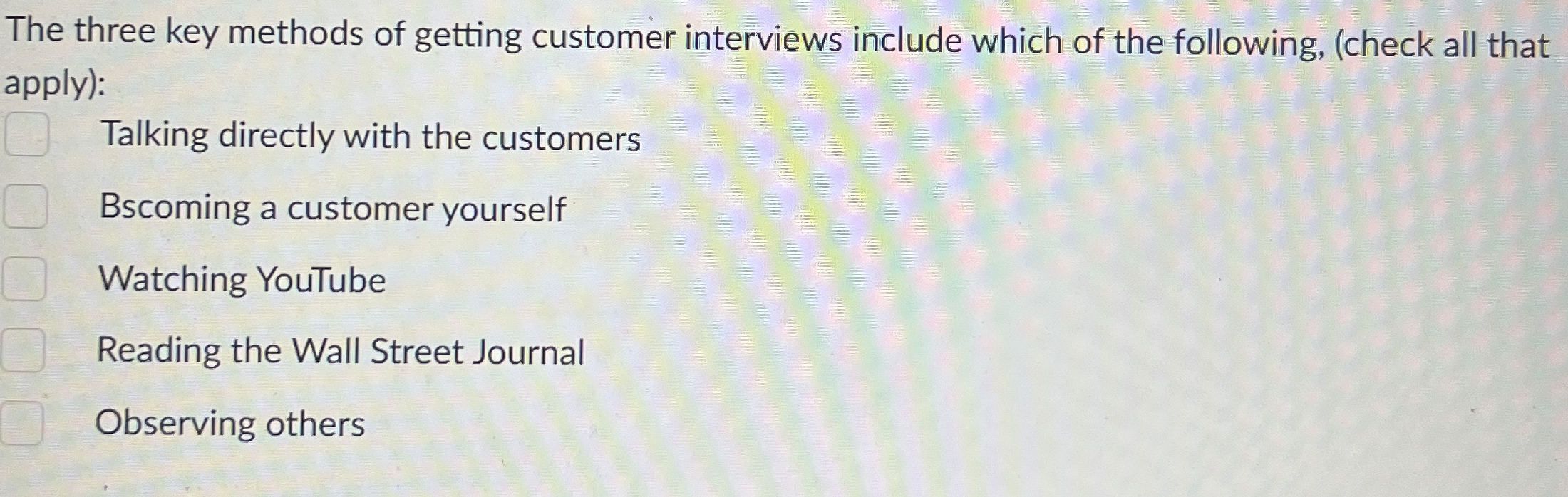 Solved The three key methods of getting customer interviews | Chegg.com