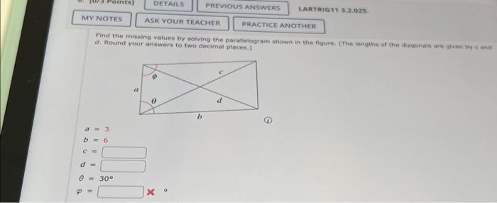 Solved Find the missing values by solving the parallelogram | Chegg.com