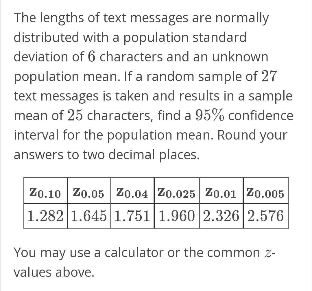 Solved The lengths of text messages are normally distributed | Chegg.com